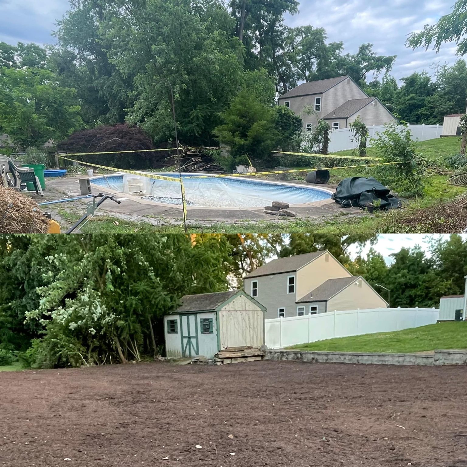 Pool Removal Before And After - Robinson Landscaping